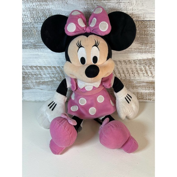 Disney | Toys | Disney Minnie Mouse Stuffed Animal Wearing Pink And ...